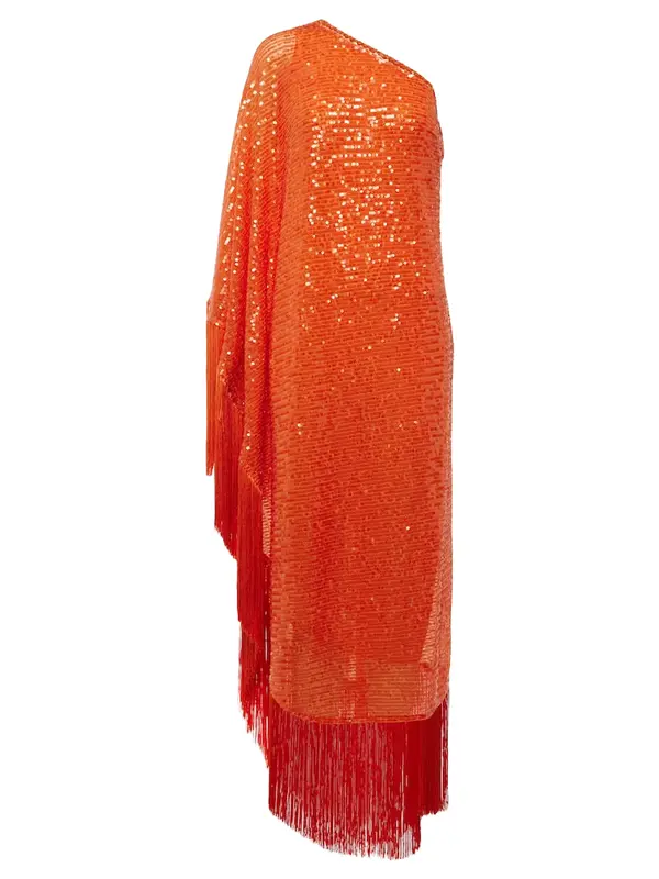 TALLER MARMO Spritz Disco Sequined Maxi Dress - Orange