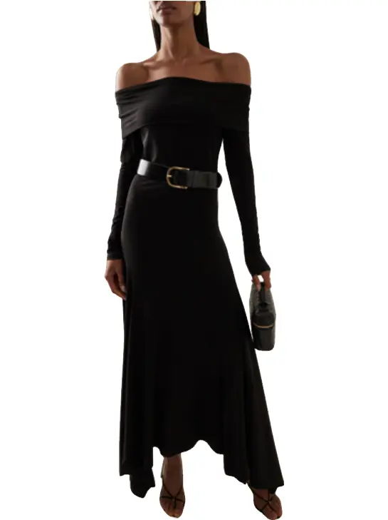 Max Mara Gerla Off-shoulder Maxi Dress - Black