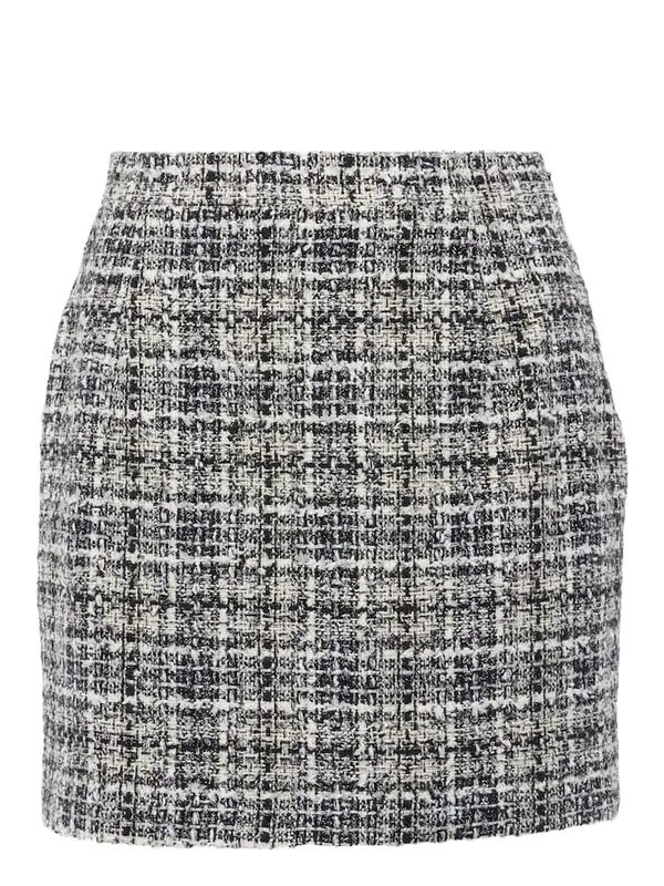 Alessandra Rich Checked Lamé Tweed Miniskirt - Black