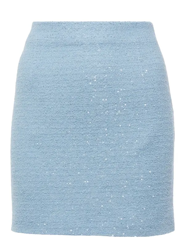 Alessandra Rich Sequined Tweed Miniskirt - Blue