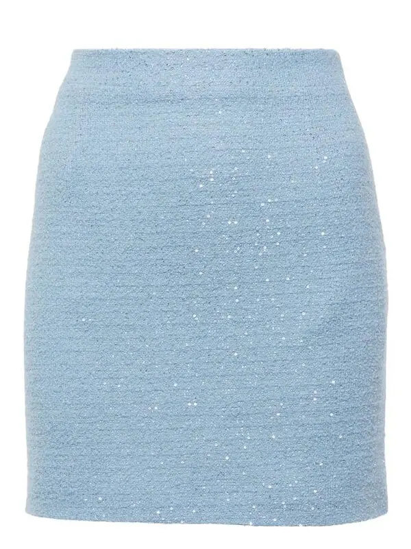 Alessandra Rich Sequined Tweed Miniskirt - Blue