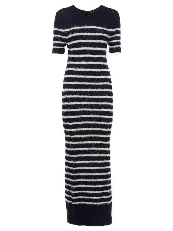 Khaite Helen Striped Silk And Cashmere Midi Dress - Multicoloured