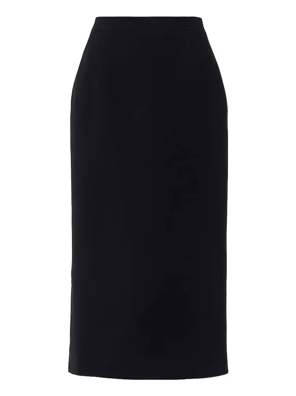 Alessandra Rich Wool Midi Skirt - Black