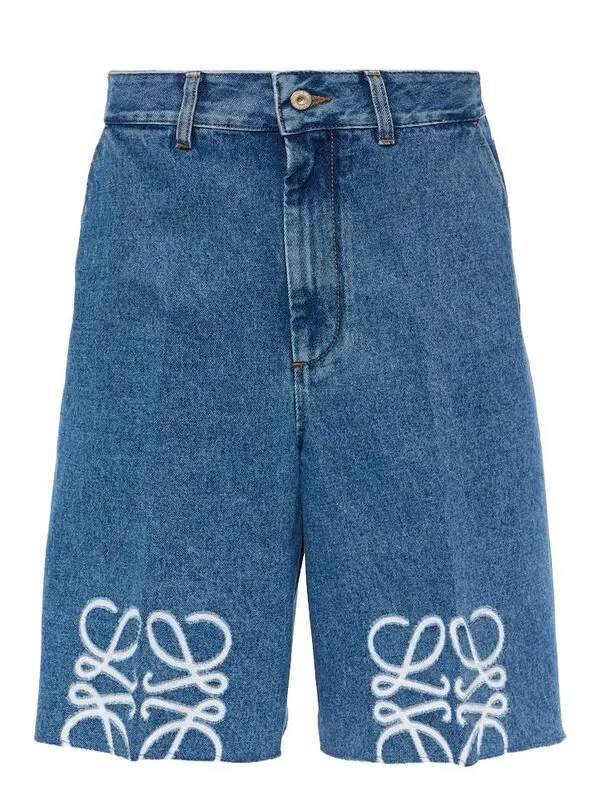 Loewe Anagram Denim Bermuda Shorts - Blue