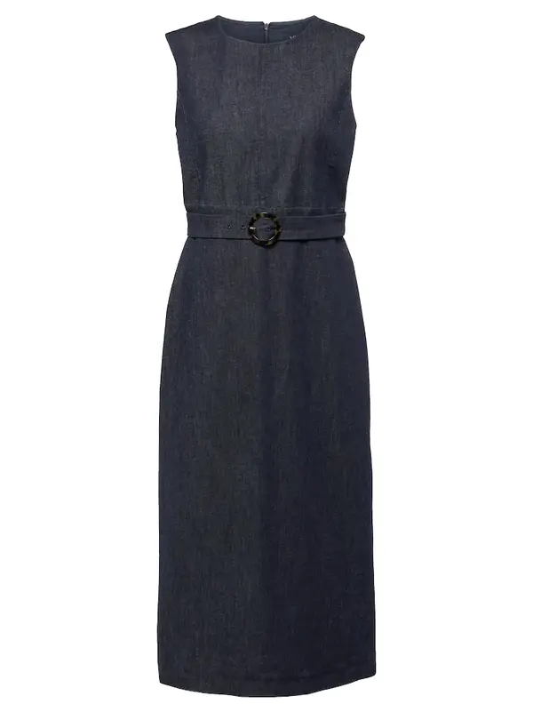 Max Mara Cotton-blend Denim Shift Dress - Blue
