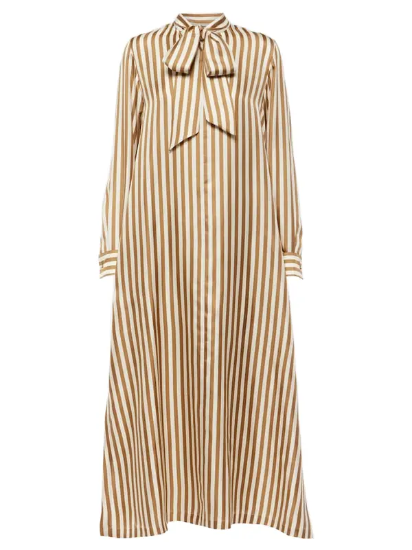 Max Mara Faesite Striped Silk Twill Maxi Dress - Multicoloured