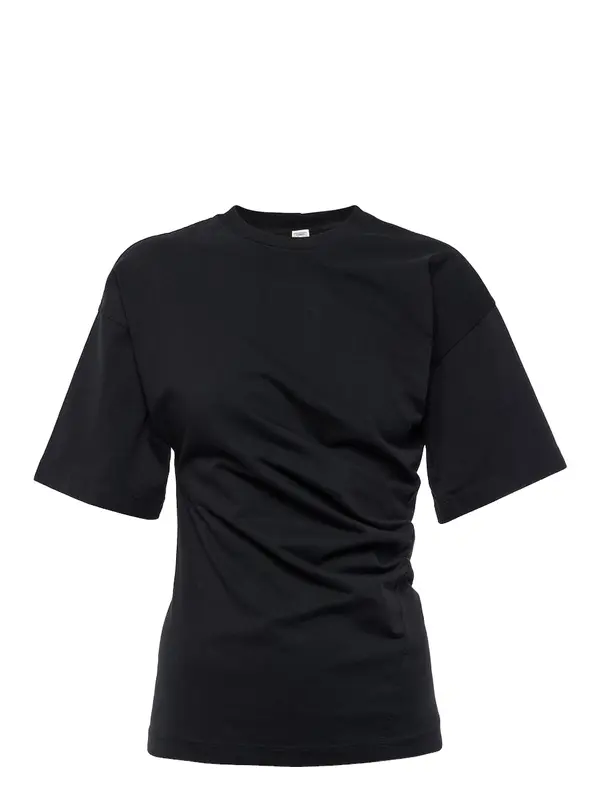 TOTEME Gathered Cotton Jersey T-shirt - Black