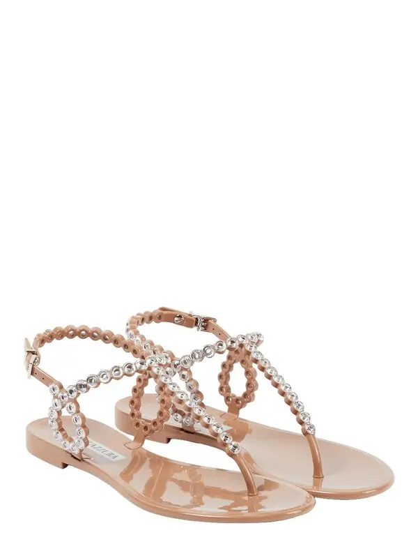 AQUAZZURA Embellished Pvc Sandals - Beige