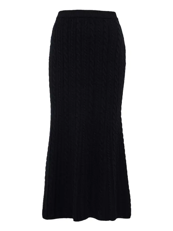 Alessandra Rich Cable-knit Wool Midi Skirt - Black