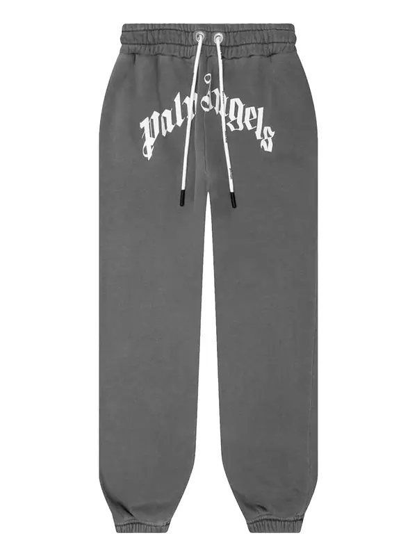 Palm Angels Gd Curved Logo Sweatpants /white - Black