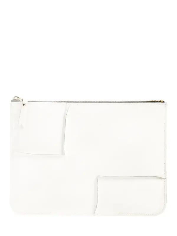 Comme Des Garçons Large Seam Detail Zip Pouch - White