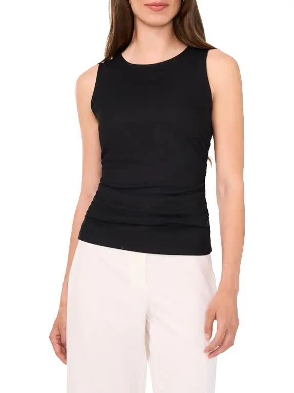 Halogen Side Ruched Tank - Rich Black