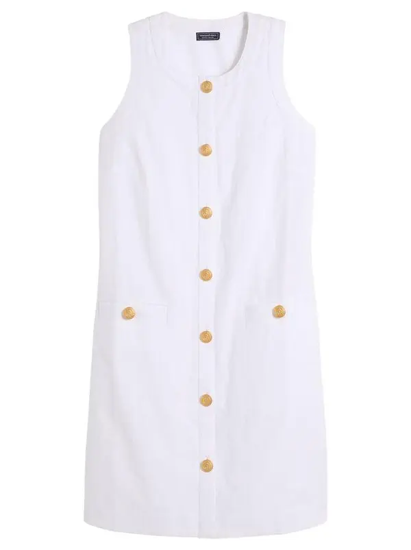Vineyard Vines Sleeveless Linen-blend Shift Dress - White Cap