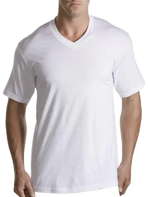HARBOR BAY BY DXL 3-pk V-neck T-shirts - White
