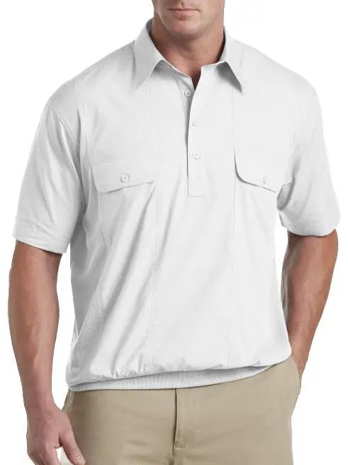 HARBOR BAY BY DXL Banded-hem Polo Shirt - Black