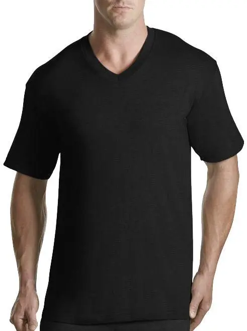 HARBOR BAY BY DXL 3-pk. V-neck T-shirts - Black
