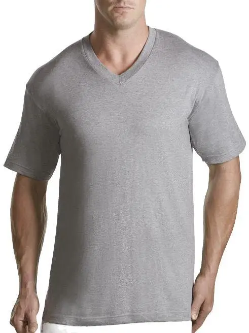 HARBOR BAY BY DXL 3-pk. V-neck T-shirts - Grey