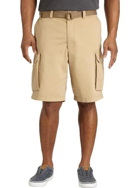 TRUE NATION BY DXL Relaxed-fit Twill Cargo Shorts With Canvas Belt - Khaki