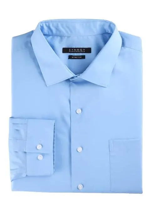 SYNRGY BY DXL Big & Tall Performance Solid Dress Shirt - Blue