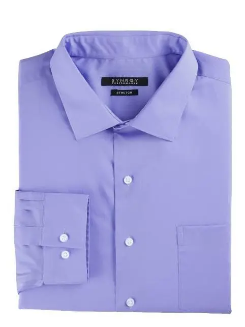 SYNRGY BY DXL Performance Solid Dress Shirt - Purple