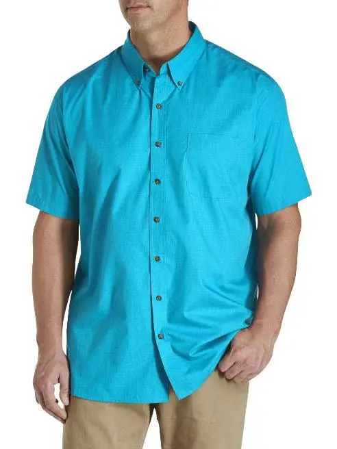HARBOR BAY BY DXL Easy-care Solid Sport Shirt - Bluebird