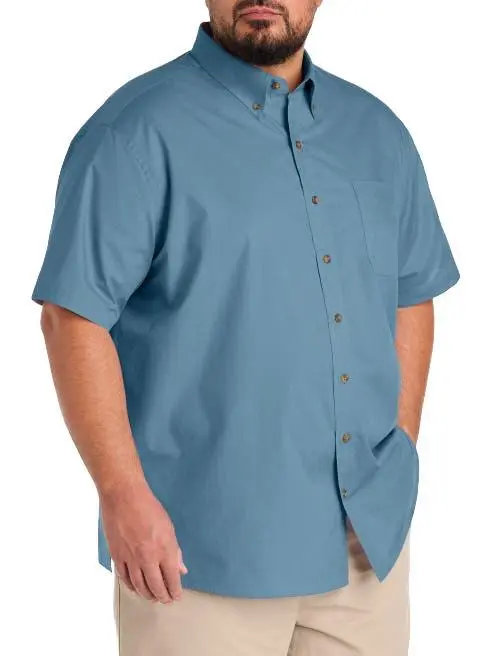 HARBOR BAY BY DXL Easy-care Solid Sport Shirt - Bluebird