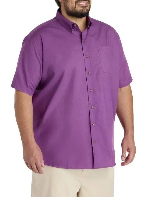HARBOR BAY BY DXL Easy-care Solid Sport Shirt - Grape Juice