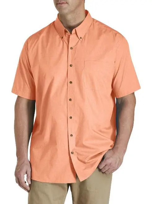 HARBOR BAY BY DXL Big & Tall Easy-care Solid Sport Shirt - Peach Fuzz