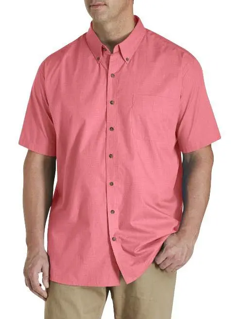HARBOR BAY BY DXL Big & Tall Easy-care Solid Sport Shirt - Tea Rose