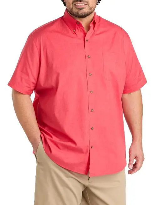 HARBOR BAY BY DXL Easy-care Solid Sport Shirt - Tomato Puree