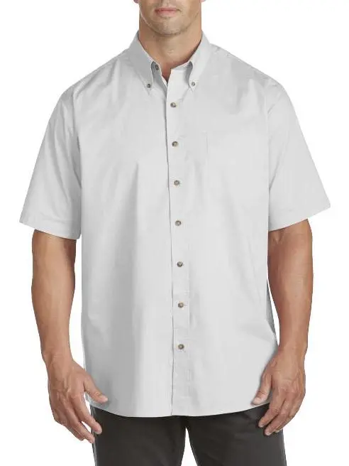 HARBOR BAY BY DXL Easy-care Solid Sport Shirt - White