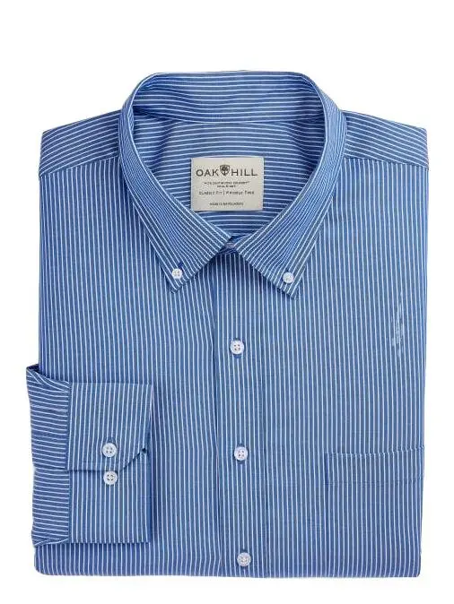 OAK HILL BY DXL Pinpoint Oxford Dress Shirt - Blue Multi