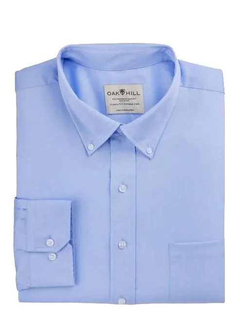 OAK HILL BY DXL Pinpoint Oxford Dress Shirt - Blue