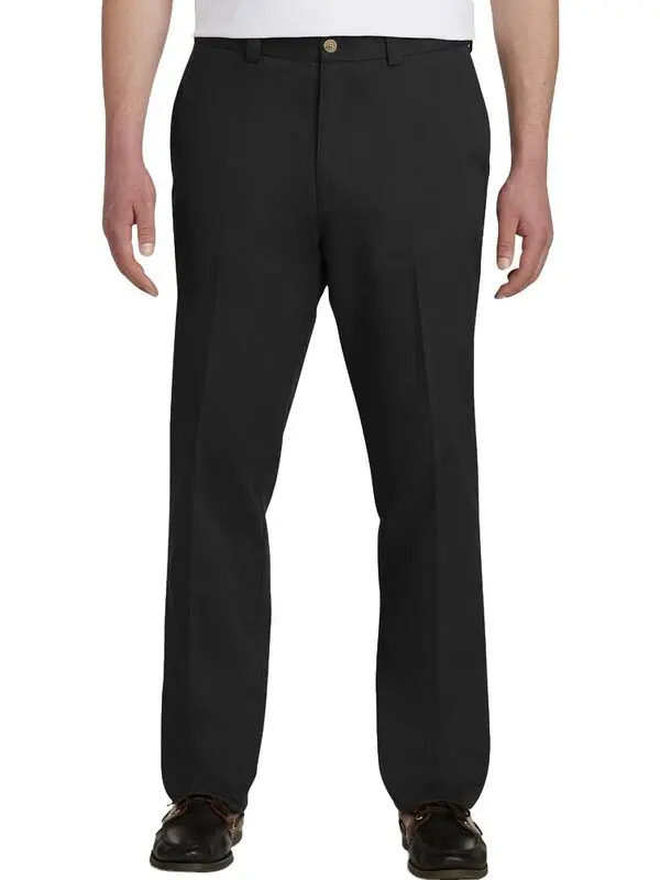 HARBOR BAY BY DXL Waist-relaxer Twill Pants - Black