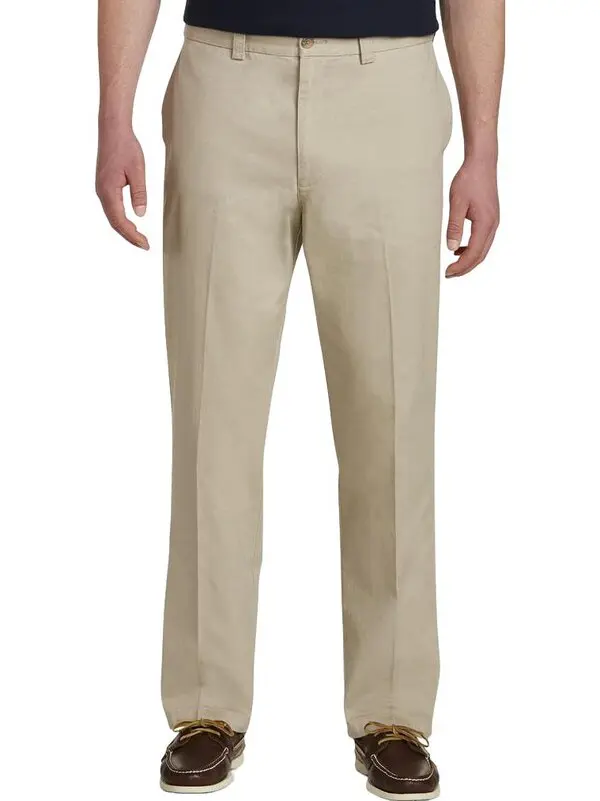 HARBOR BAY BY DXL Waist-relaxer Twill Pants - Khaki