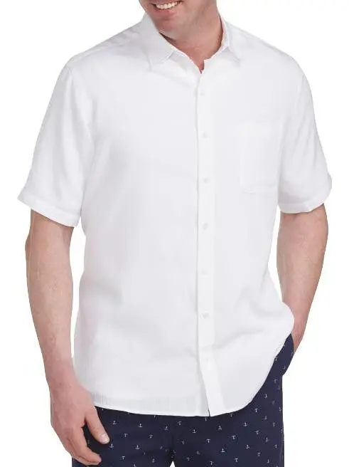 HARBOR BAY BY DXL Microfiber Comfort Grid Sport Shirt - Bright White