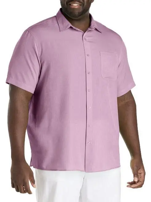 HARBOR BAY BY DXL Microfiber Comfort Grid Sport Shirt - Orchid Haze