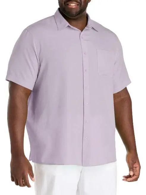 HARBOR BAY BY DXL Microfiber Comfort Grid Sport Shirt - Orchid Petal