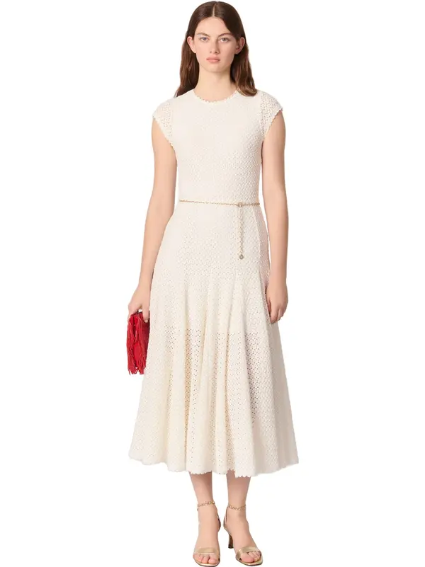 Maje Crochet-knit Maxi Dress - White