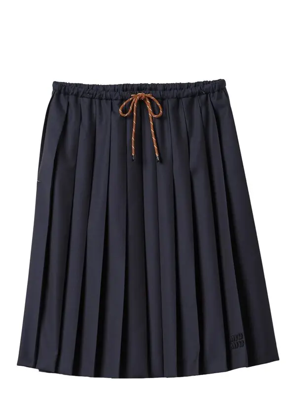 Miu Miu Pleated Batavia Skirt - Navy