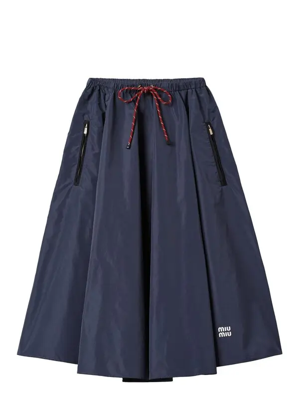 Miu Miu Technical Fabric Flared Skirt - Navy