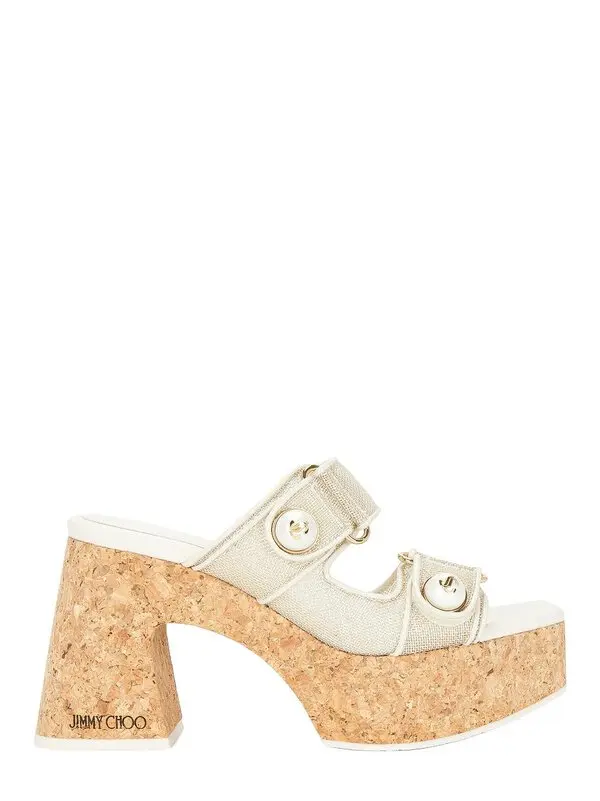 JIMMY CHOO Fayence 95 Wedge - Champagne & Latte