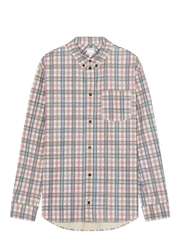 Bottega Veneta Bold Check On Nubuck Shirt In Tan - Birch & Fondant