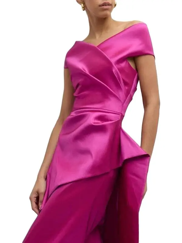 Rickie Freeman For Teri Jon Pleated Peplum Gown - Fuchsia