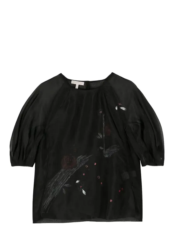 Shiatzy Chen Floral-print Organza Blouse - Black
