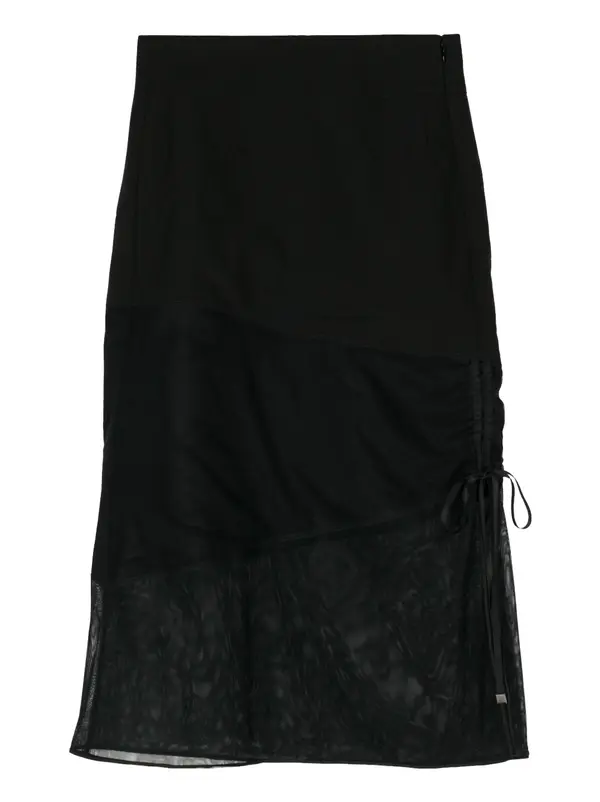 Shiatzy Chen Panelled Wool Midi Skirt - Black