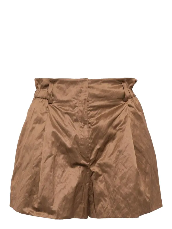 Shiatzy Chen Crease-effect Thigh-length Shorts - Brown