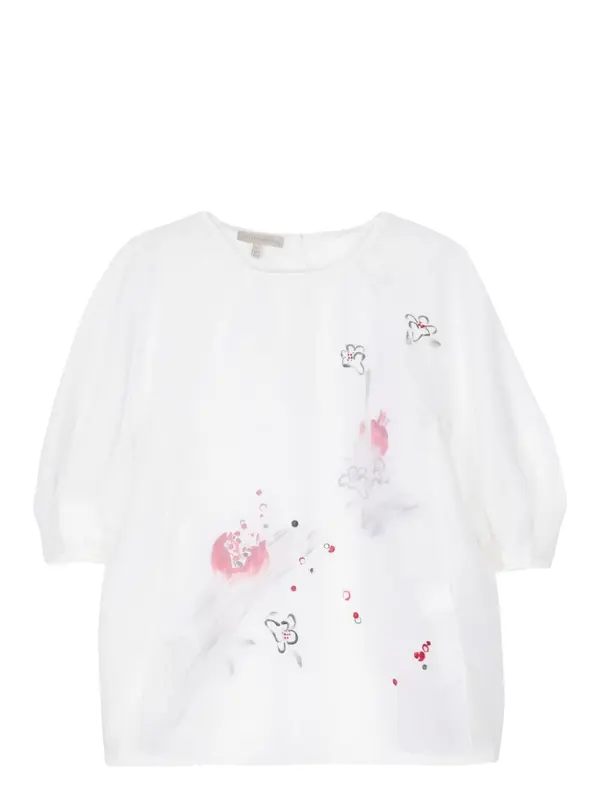 Shiatzy Chen Floral-print Organza Blouse - White