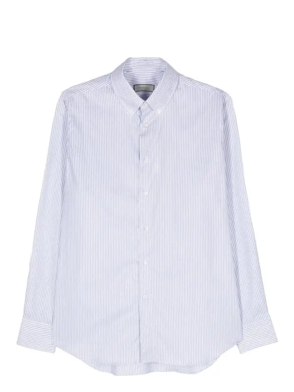 Canali Striped Cotton Shirt - Blue