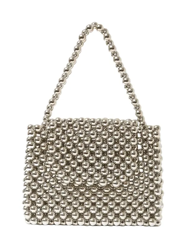 0711 TBILISI Ani Beaded Tote Bag - Silver